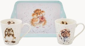 Sada porcelánových hrnků Diet Starts with Tray, 2 díly