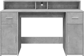 Psací stůl s LED betonově šedý 140x55x91 cm kompozitní dřevo 3309423