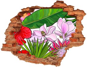 Wallmuralia Nálepka 3D díra samolepící Hawajské květiny 90x70 cm
