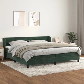 Box spring postel s matrací tmavě zelená 200x200 cm samet 3127574