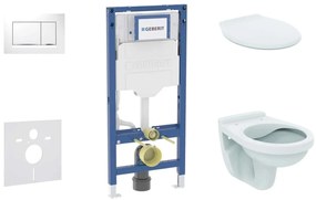 Geberit Duofix - Set předstěnové instalace, klozetu Alpha a sedátka, tlačítko Sigma20, bílá/chrom SANI11CD3128