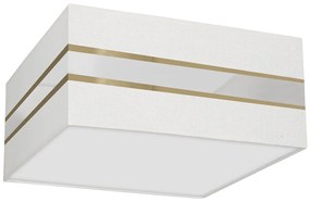 Stropní svítidlo Ultimo Square, 1x bílé/zlaté textilní stínítko, (bílé plexisklo), (40 cm)