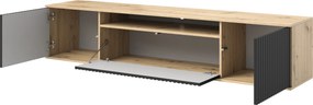 Eka Závěsný stolek pod televizi GANA 200 cm, Dub Artisan/Černá