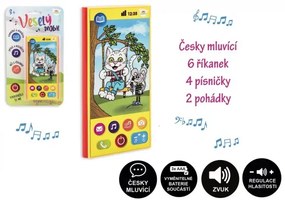 Veselý Mobil Telefon plast česky mluvící 7,5x15cm na baterie se zvukem na kartě