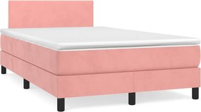 Box spring postel s matrací růžová 120 x 200 cm samet 3141178