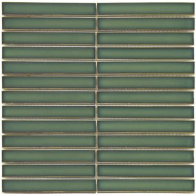 The Mosaic Factory Keramická mozaika zelená Mozaika Forest Green 2x14,5 (29,6x29,9) cm - SEF20525