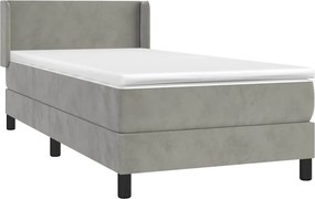 Box spring postel s matrací světle šedá 100x200 cm samet 3130823
