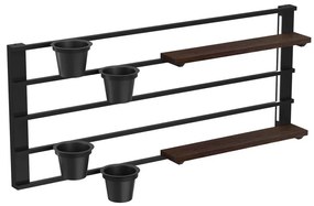 Luminex Nástěnná police s květináči a LED osvětlením SHELF 50x118 cm černá/hnědá 321
