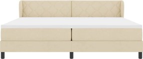 Postel s boxspringem s čelo Krémová 200 x 200 cm textil 3340113