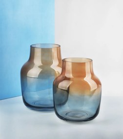 Skleněná váza Serenite 18 cm modrá/žlutá