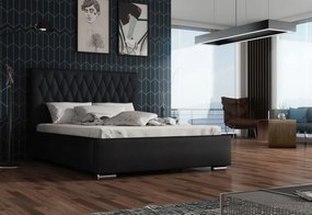 Čalouněná postel SIENA + rošt, Siena01 s knoflíkem/Dolaro08, 140x200