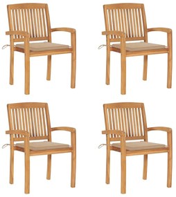 Stohovací zahradní židle s poduškami 4 ks masivní teak 3073213