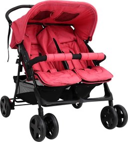 vidaXL Kočárek pro dvojčata ocel [10345] Barva: Červená