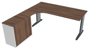 Sestava stolu a skříně pravá 180 cm - Hobis Flex FE 1800 HR P Dekor stolové desky: ořech, Barva nohou: černá