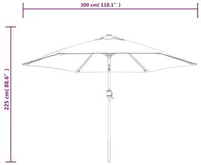 Zahradní slunečník s LED světly ocelová tyč 300 cm azurový - Default Title