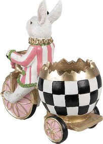 Dekorace králík na zlaté tříkolce - 20*11*19 cm