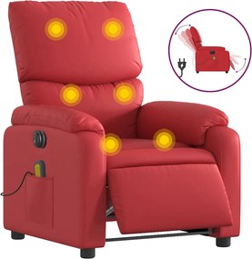 Elektrické masážní polohovací křeslo červené umělá kůže 3204884