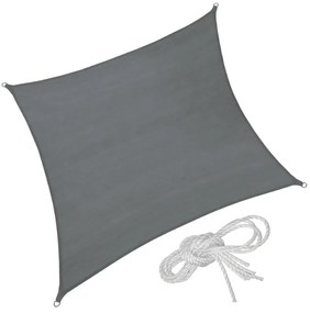 Tectake Stínící plachta proti slunci čtverec, šedá 300 x 300 cm