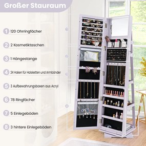 Costway Zrcadlová skříňka na šperky s celoplošným zrcadlem