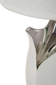 Bílá/ve stříbrné barvě keramická stolní lampa s textilním stínidlem (výška 51 cm) Shiney – Mauro Ferretti