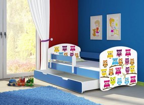 Dětská postel - Sovičky 2 180x80 cm + šuplík modrá