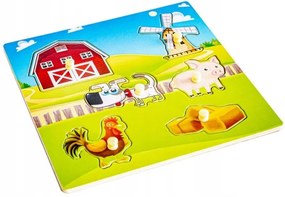 Dřevěné zábavné, vkládací puzzle  Tulimi - Farma - 6 dílků