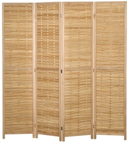 HOMCOM 4dílný paraván, rozdělovač místností, dělící stěna 160 x 170 cm, skládací paraván, rozdělovač místností z bambusu, paraván do obývacího pokoje…