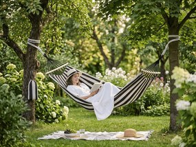 Houpací síť ZENVIO COMFORT 200x80 cm, šedo-bílá + taška zdarma