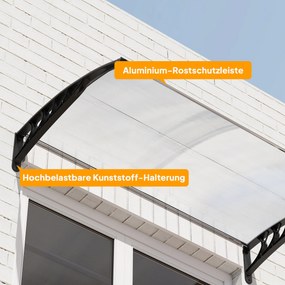 Stříška nad vchodové dveře Outsunny 90 x 150 cm z polykarbonátu, sklonová oblouková stříška s UV ochranou, ochrana proti slunci a dešti pro venkovní …