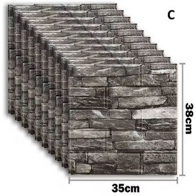 Samolepící 3D panely/tapety - imitace kamene (rozměr 35*38 cm) - 25 ks Barva: C