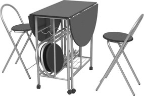Pětidílný jídelní set skládací, MDF černý 243902