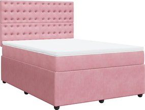Box spring postel s matrací růžová 140x190 cm samet 3294651