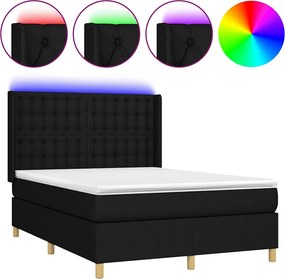 Box spring postel s matrací a LED černá 140x190 cm textil 3139191