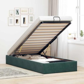 Osmanský rám postele bez matrace tmavě zelené 100x200 cm samet 3310946