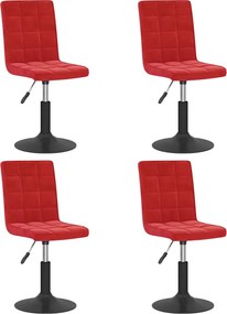 Otočné jídelní židle 4 ks vínové samet 3089295