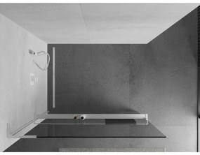 Mexen Kioto+ L, sprchová zástěna Walk-In s poličkou a věšákem 100 x 200 cm, 8mm čiré sklo, bílý profil, 800-100-123-20-00