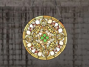 Skleněný kulatý závěsný Tiffany panel - Ø 30*1 cm