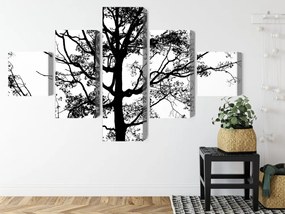 Vícedílný obraz Černý Strom Na Bílém Pozadí Nedostatek Nedostatek Přírodní plátno 200x120
