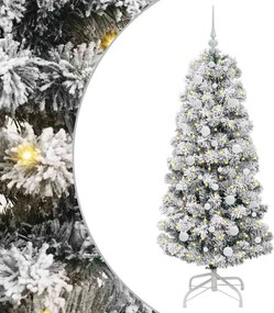 Umělý Skládací Vánoční Strom 150 LED Zelená a bílá 150 cm 3395589