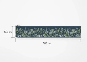 Samolepící bordura na zeď Květy Vikve na Pruské Modři | 5 m x 13.8 cm | DWB8525