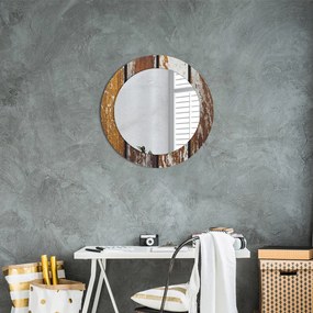 Kulaté dekorativní zrcadlo Vintage tmavé dřevo fi 60 cm
