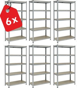 Regál 183x90x30 cm zinkovaný 5-policový, nosnost 1000 kg, RIVET - 6ks