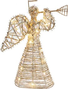 Zlatý kovový anděl s trubkou a LED osvětlením - 22*8*30 cm / 3*AA