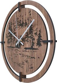 Dřevěné nástěnné hodiny s motivem lesa - moderní design | SENTOP HDF0701-ruky-silver