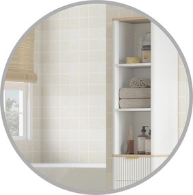 HOMCOM kulaté nástěnné zrcadlo, Ø61 cm – stříbrný rám z hliníkové slitiny | Aosom