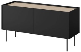 TV stolek Desin 120 cm s ukrytou zásuvkou - černý mat / dub nagano