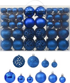 vidaXL Sada vánočních baněk 100 kusů [356102] Barva: Modrá