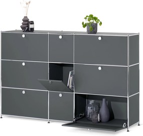 Tchibo - Komoda CN3 s 9 výklopnými dvířky - barva: šedá