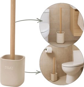WC kartáč Liso, béžová/s dřevěnými prvky