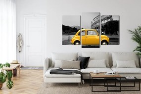 Vícedílný obraz Žluté Retro Auto Na Pozadí Kolosea Nedostatek Nedostatek Plátno Canvas 60x40